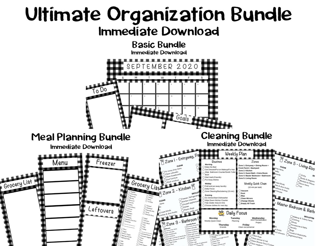 Printable Ultimate Organization Bundle, Meal Planning, Cleaning Routine ...