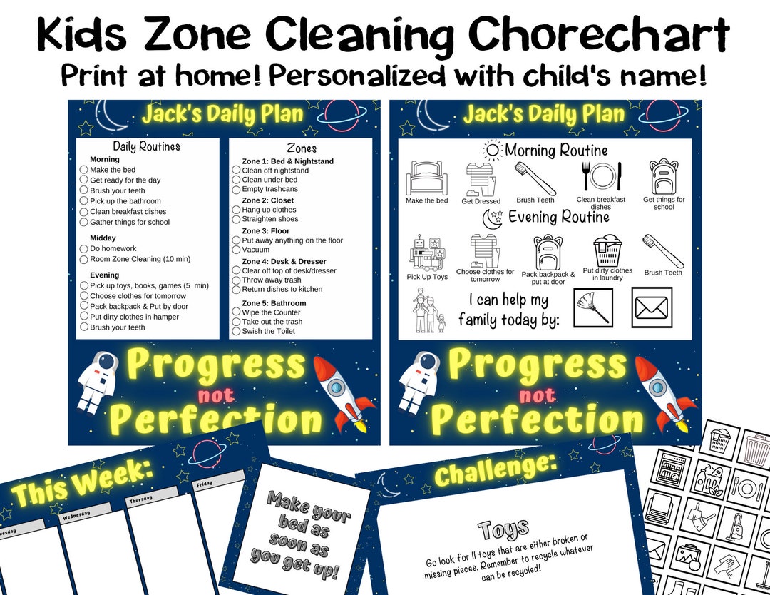 Kids Zone Cleaning Chore Chart, Flylady Kids Printables, Visual Chore ...