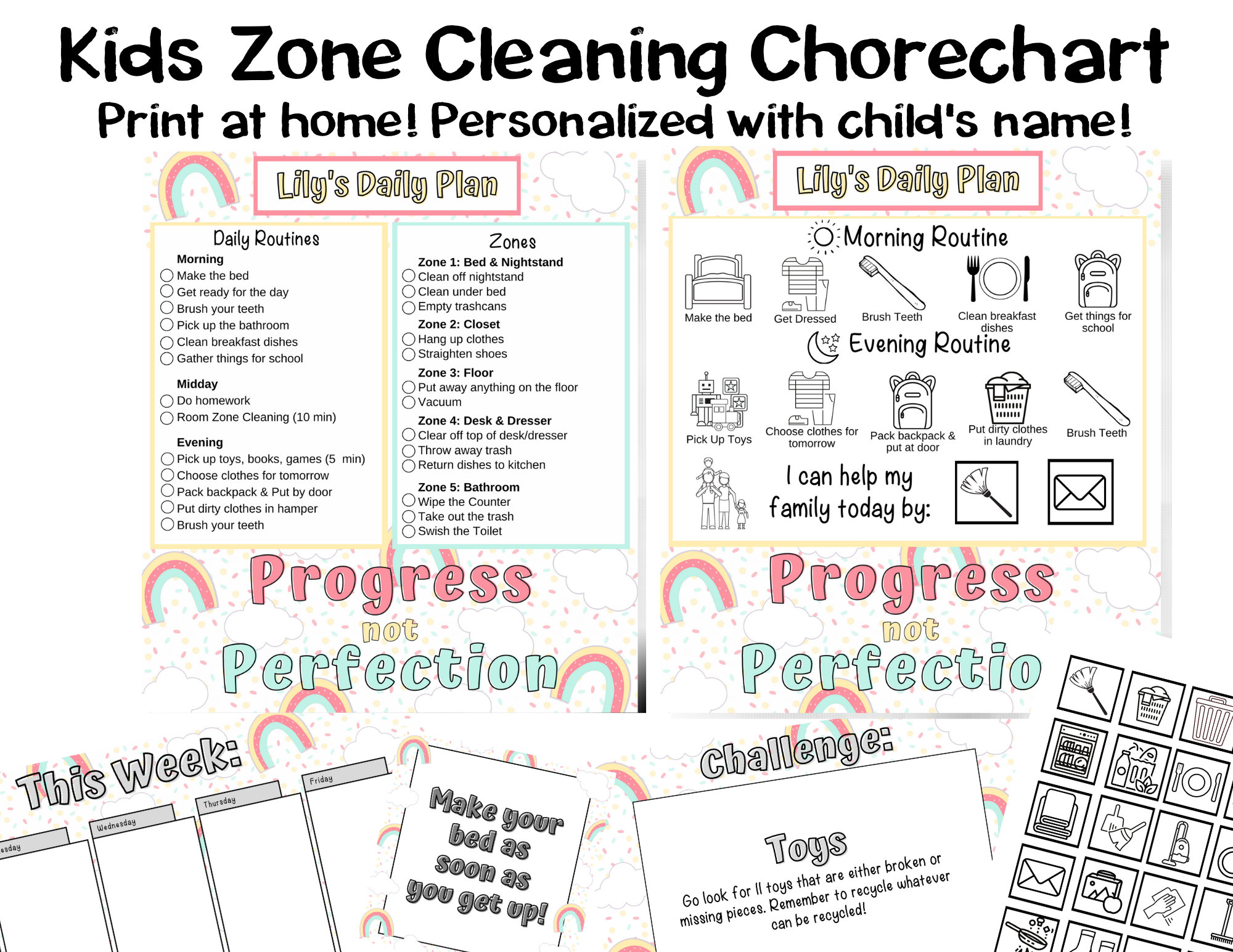 Kids Zone Cleaning Chore Chart, Flylady Kids Printables, Visual Chore ...