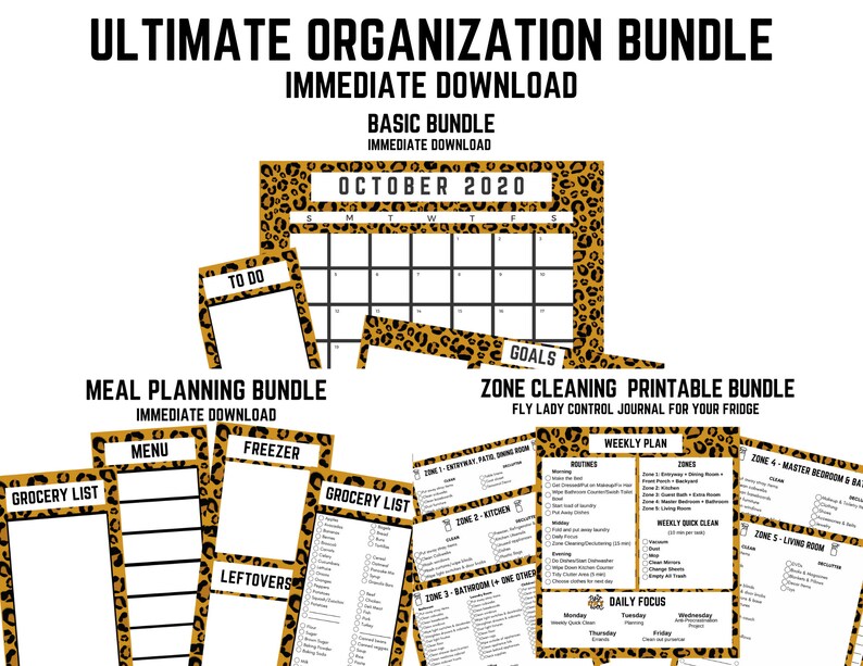 Printable Ultimate Organization Bundle, Meal Planning, Cleaning Routine ...