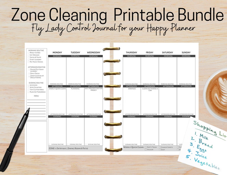 Printable Fly Lady Control Journal, Happy Planner, Zone Cleaning, Daily Routine, Organization ...