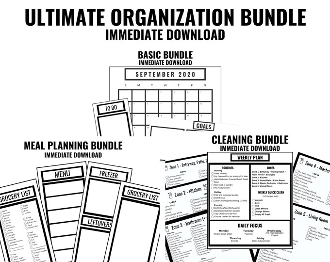 Printable Ultimate Organization Bundle, Meal Planning, Cleaning Routine ...