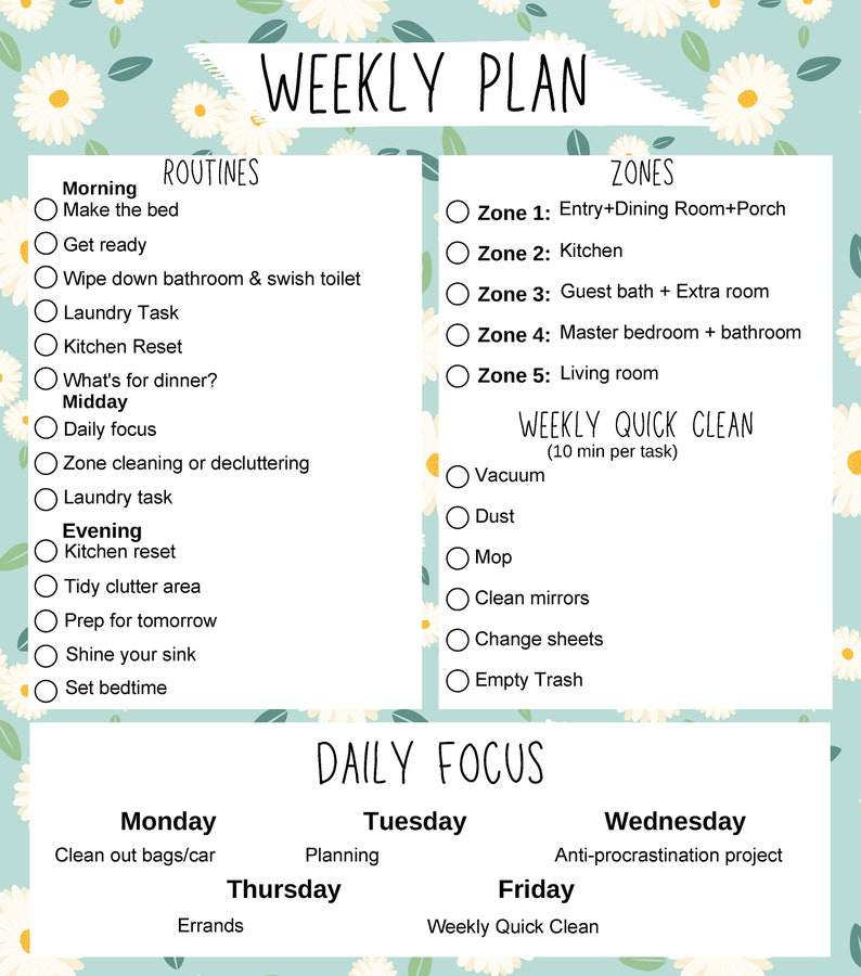 Printable Flylady Control Journal, Fly Lady Planner, Zone Cleaning ...