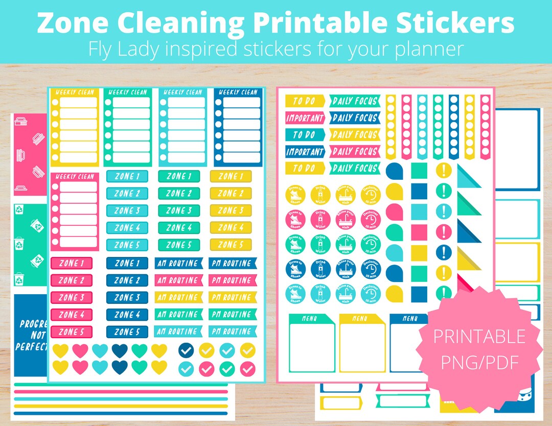 Zone Cleaning Printable Planner Stickers, Fly Lady, Classic Happy ...