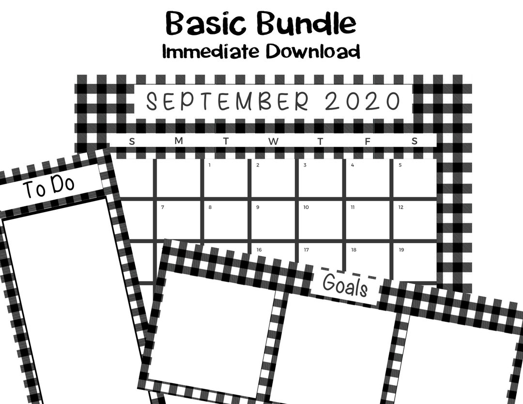 Printable Basic Bundle, Calendar, Goals, to Do List Printable Bundle ...