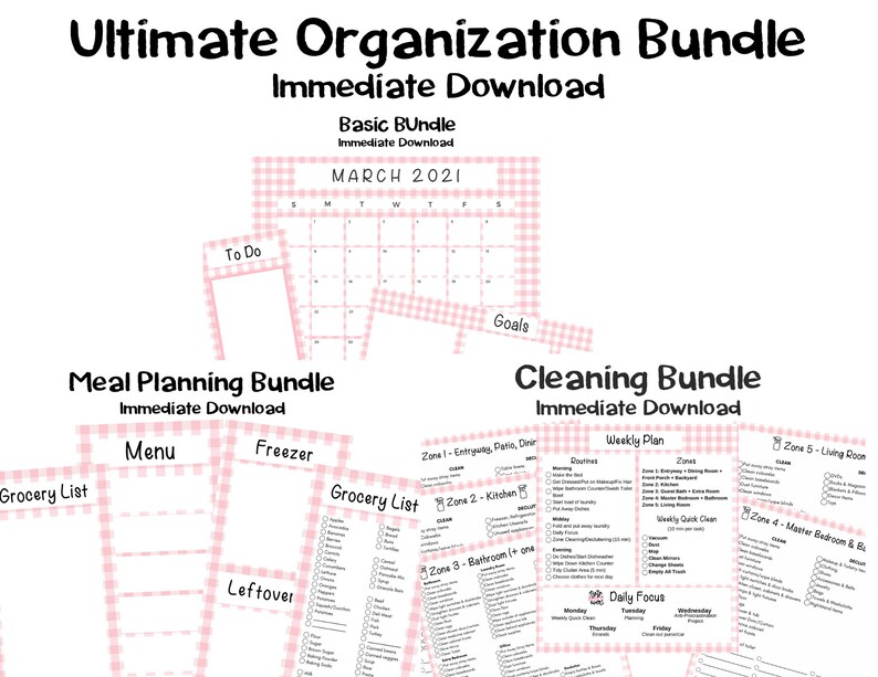 Printable Ultimate Organization Bundle, Meal Planning, Cleaning Routine ...