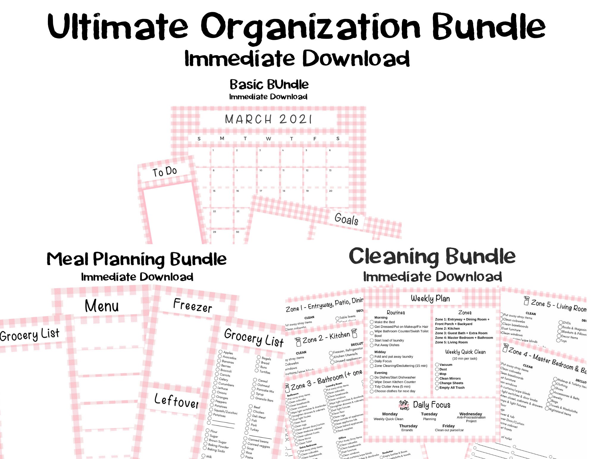 Printable Ultimate Organization Bundle, Meal Planning, Cleaning Routine ...