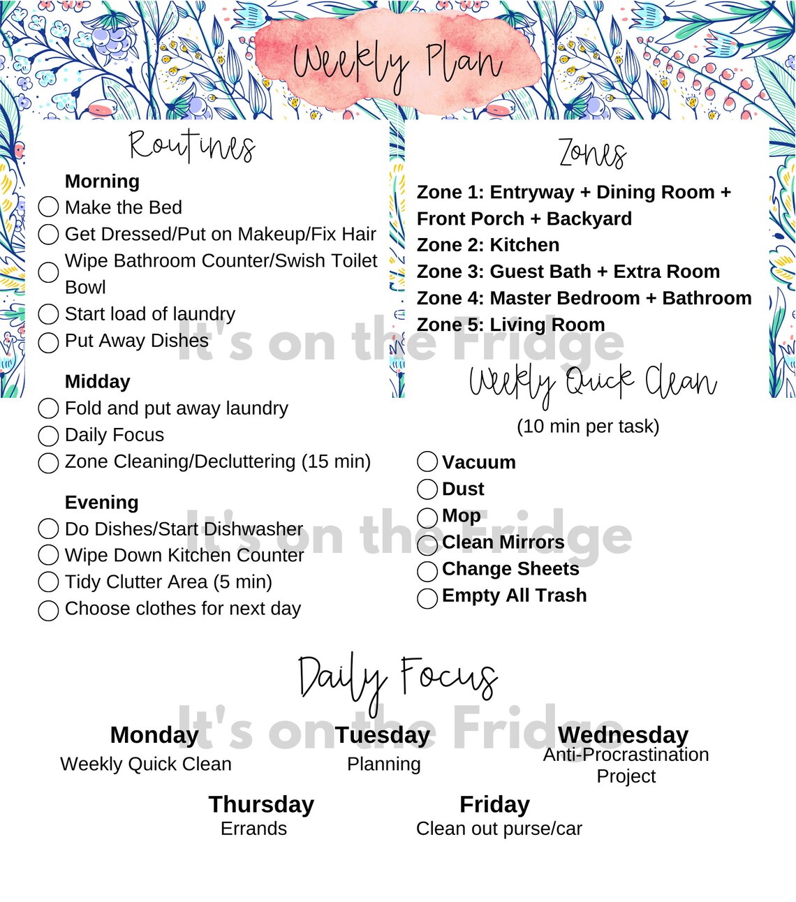 Printable Ultimate Organization Bundle, Meal Planning, Cleaning Routine ...