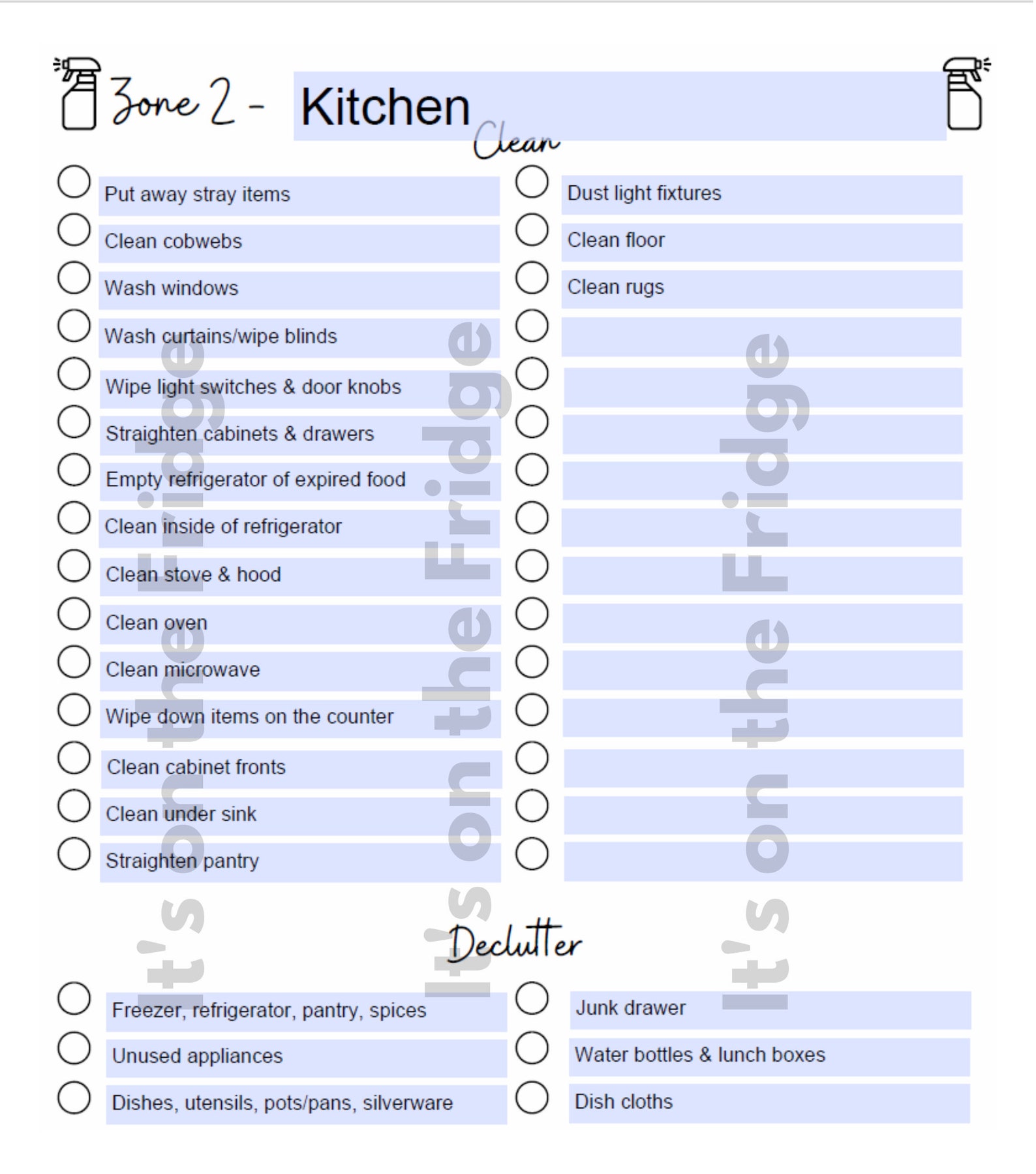 Printable Flylady Control Journal, Fly Lady Planner, Zone Cleaning ...