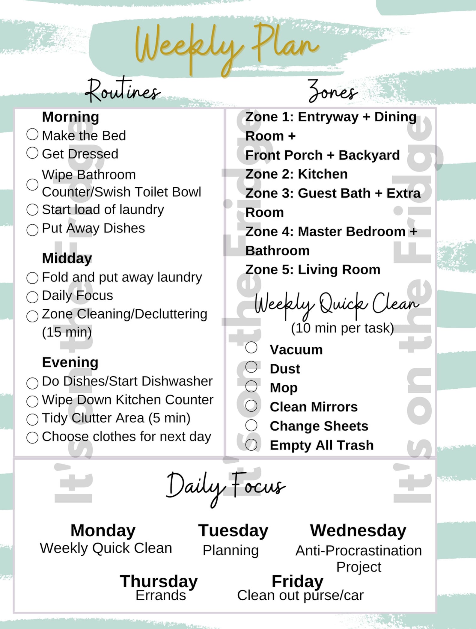 Printable Flylady Control Journal, Fly Lady Planner, Zone Cleaning ...