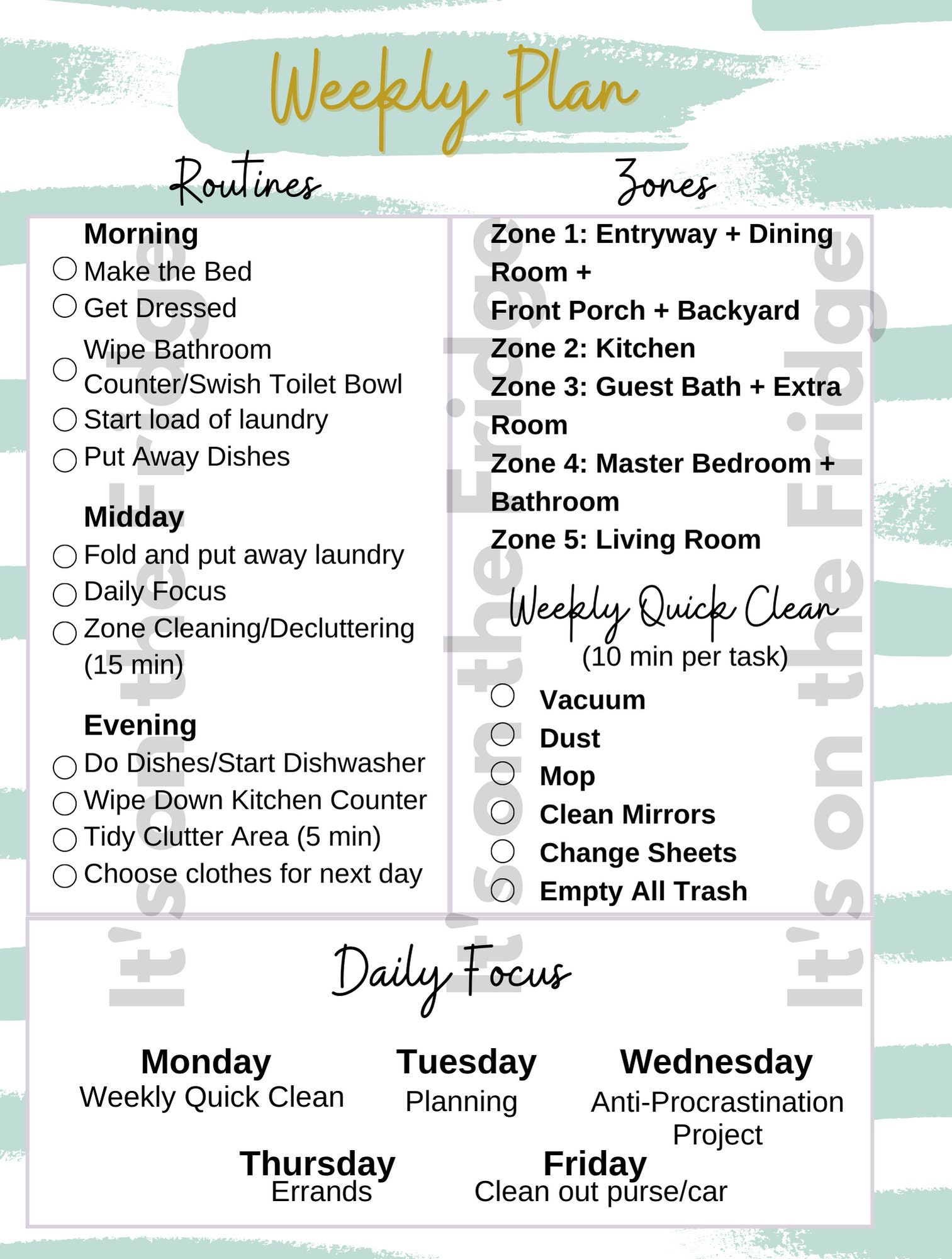 Printable Flylady Control Journal, Fly Lady Planner, Zone Cleaning ...