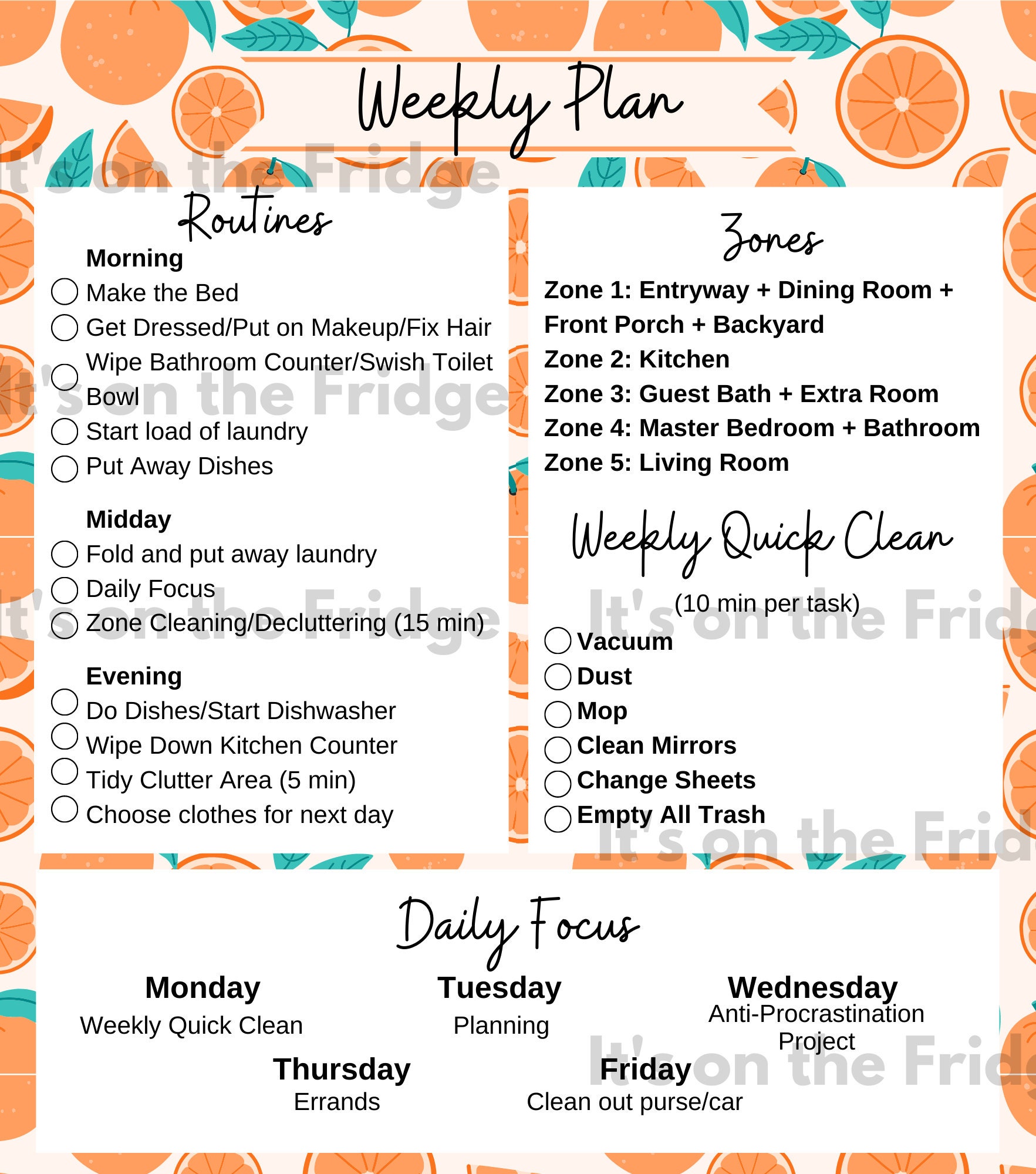 Printable Flylady Control Journal, Fly Lady Planner, Zone Cleaning ...