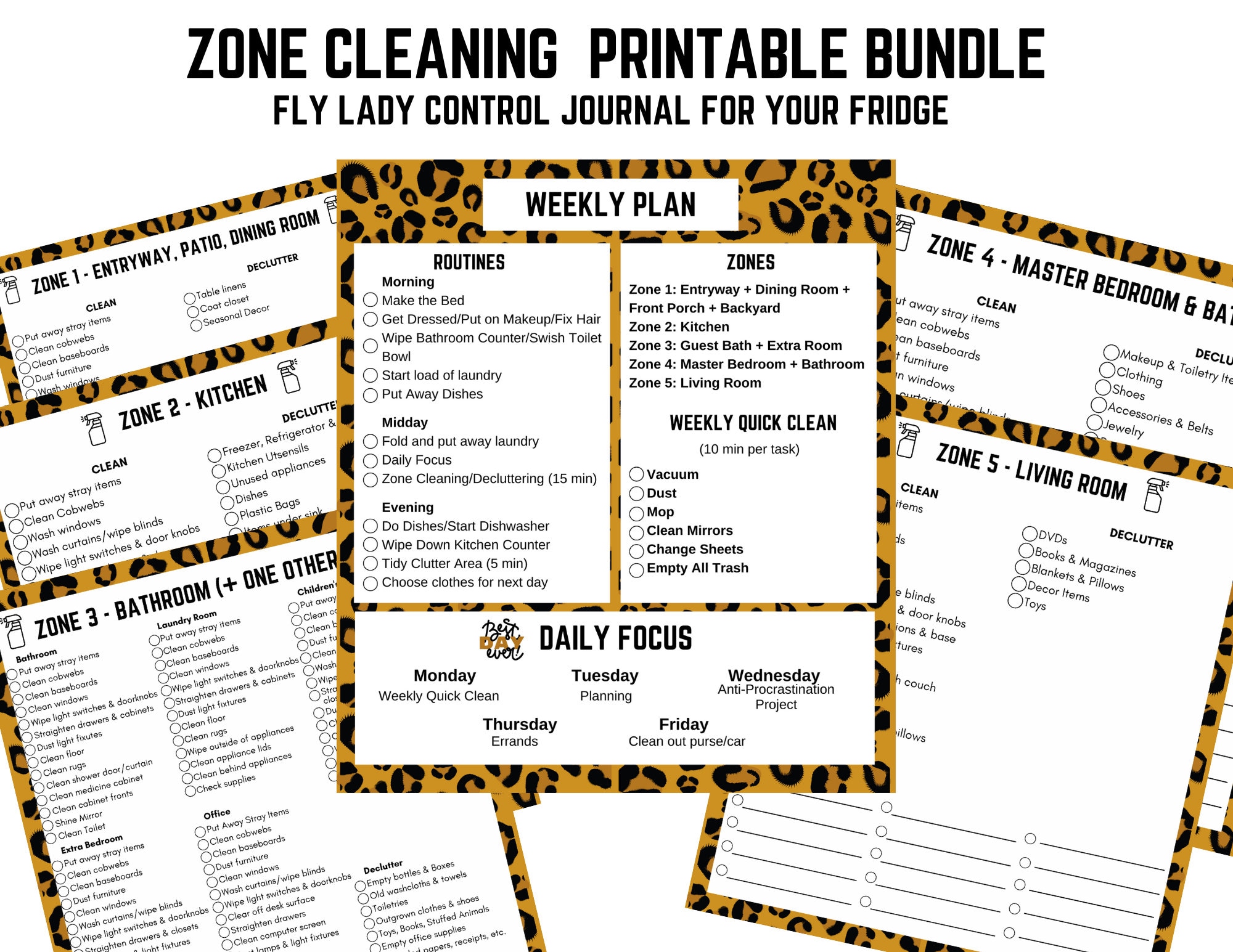 Printable Cleaning Checklist, Flylady Planner, Zone Cleaning Schedule ...