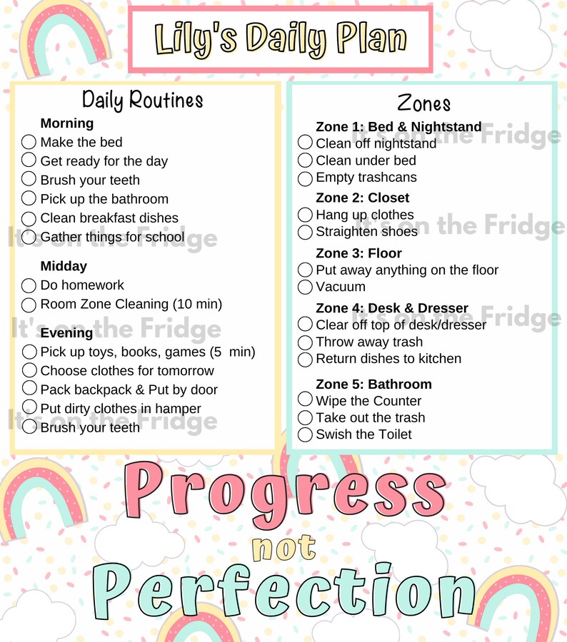 Kids Zone Cleaning Chore Chart, Flylady Kids Printables, Visual Chore ...