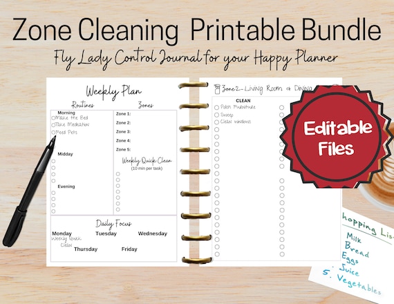 Printable Flylady Control Journal Editable Planner Zone | Etsy