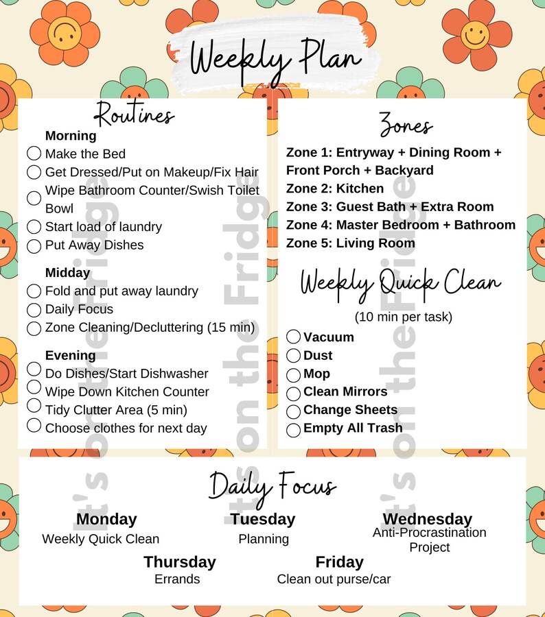 Printable Flylady Control Journal, Fly Lady Planner, Zone Cleaning ...