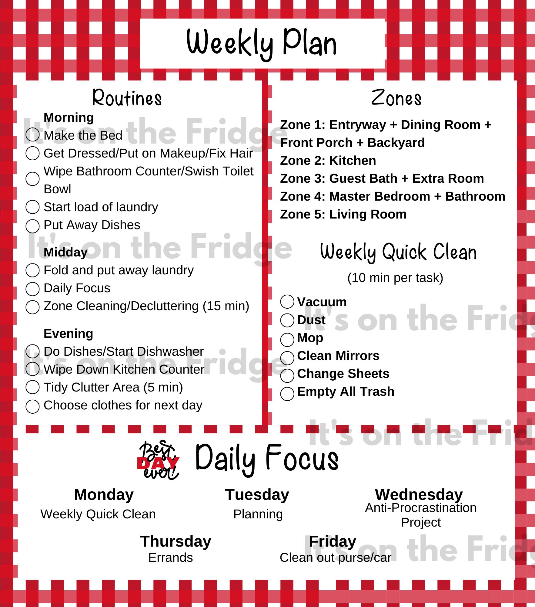 Printable Flylady Control Journal, Fly Lady Planner, Zone Cleaning ...