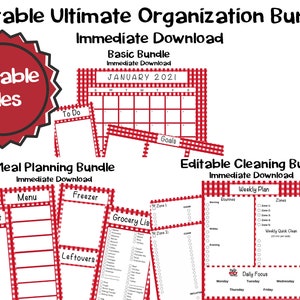 Editable Printable Organization Bundle, Meal Planning, Cleaning Routine ...
