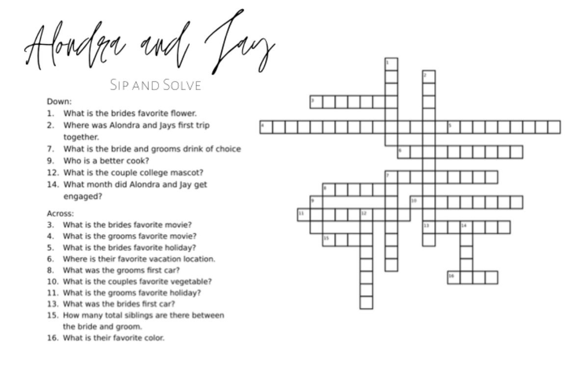 Wedding Sip and Solve - Etsy