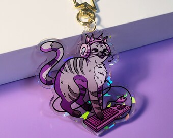 Acrylic Cat Keychain - Etsy