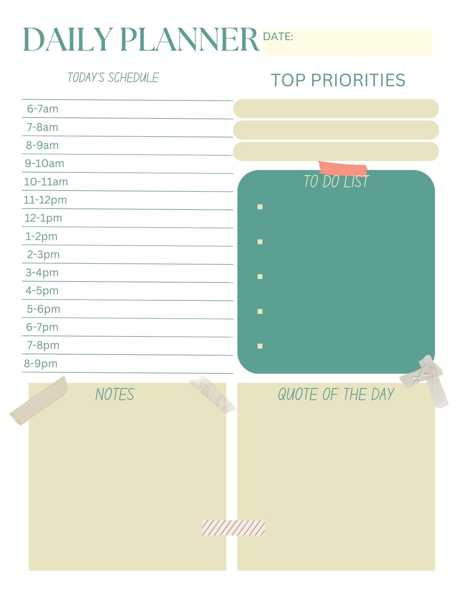 Green Daily Planner Instant Download 2024 - Etsy