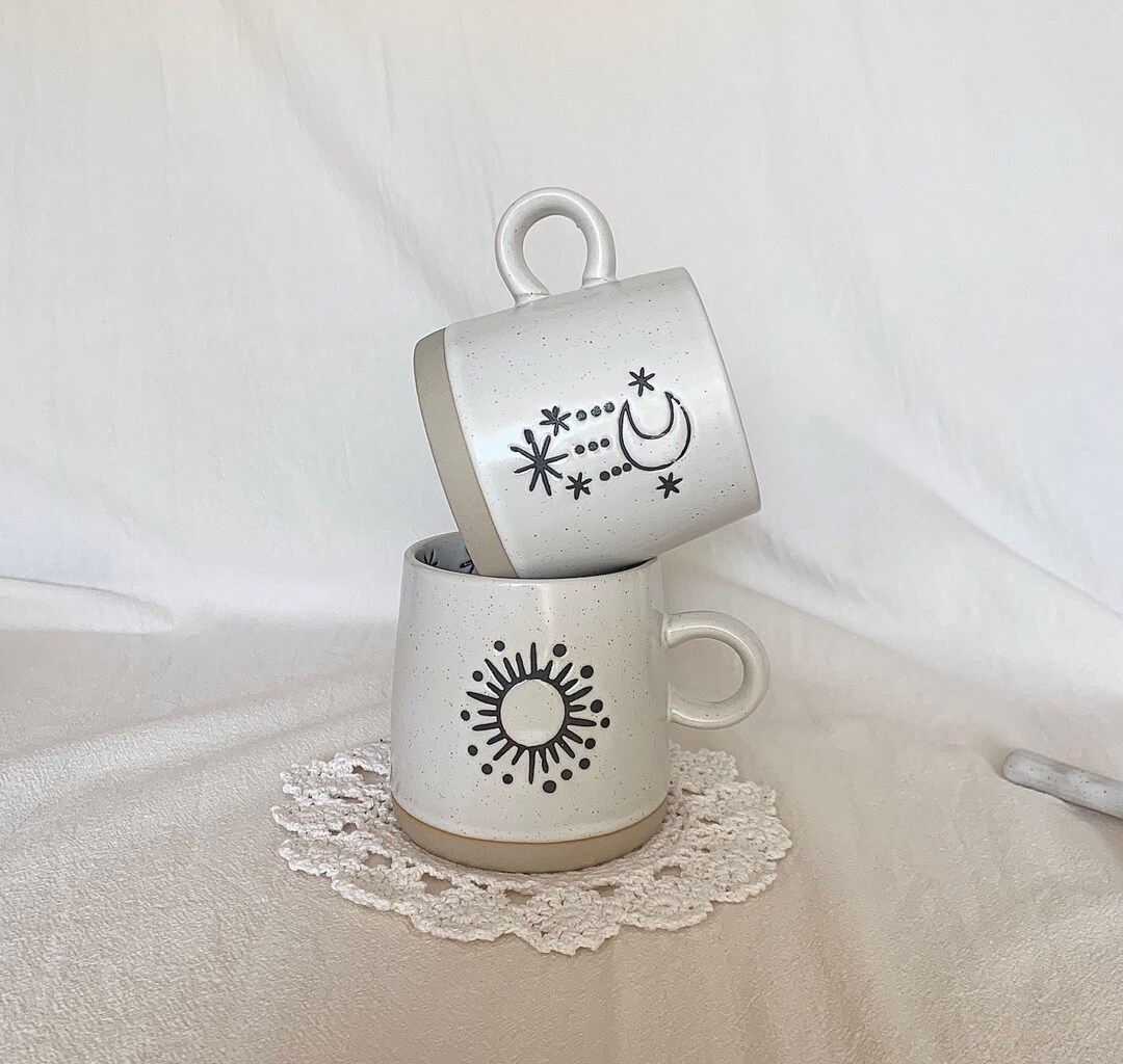 Handmade Henna Sun & Moon Mug, Coffee Lover Gift, Handpainted Ceramic ...