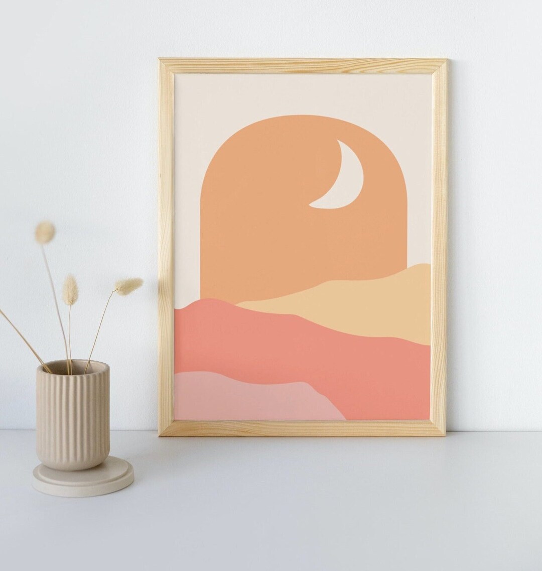 Boho Pink Moon Arch Print, Boho New Home Gift, Gift for Her, Moon Wall ...