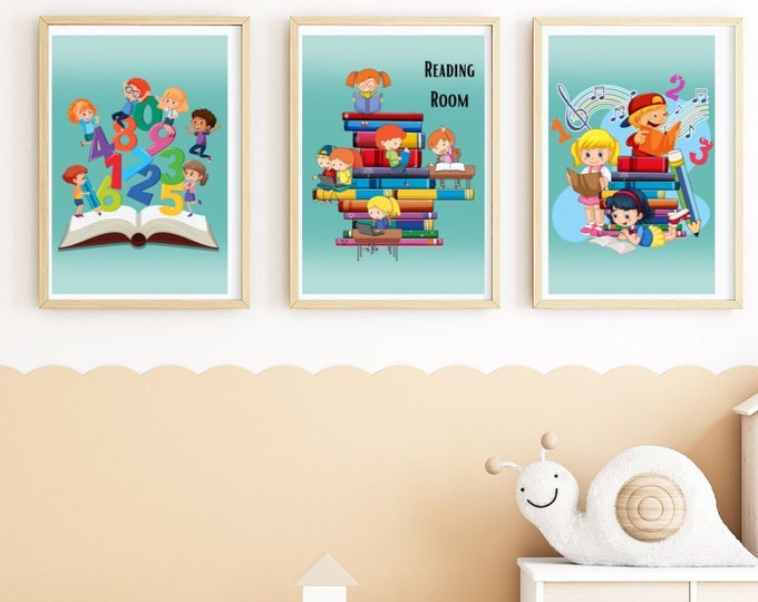 Lets Read Wall Art for Kids Book Nook Reading Corner Quote Playroom ...