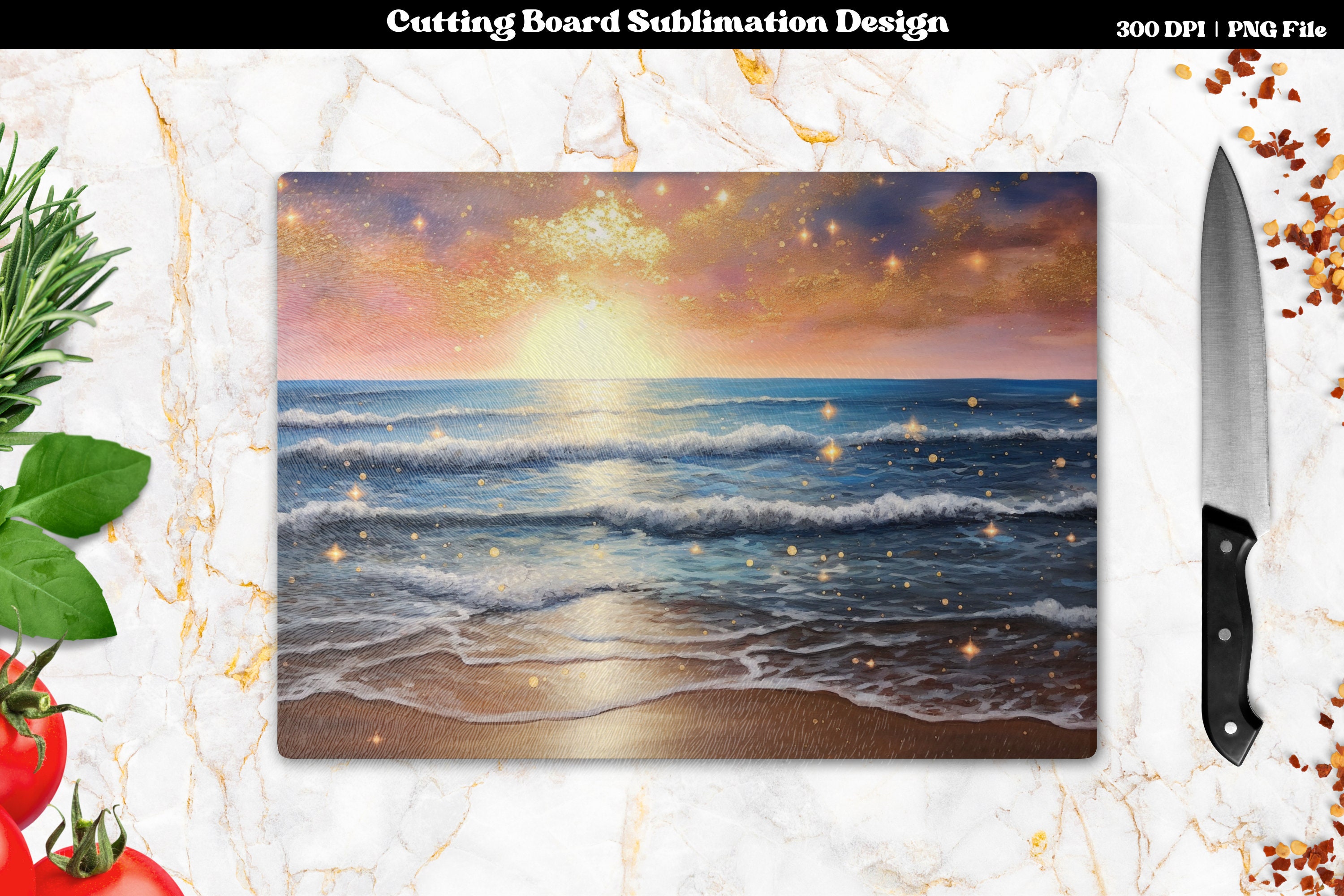 Ocean Cutting Board Sublimation Design, Chopping Board Png, Beach ...