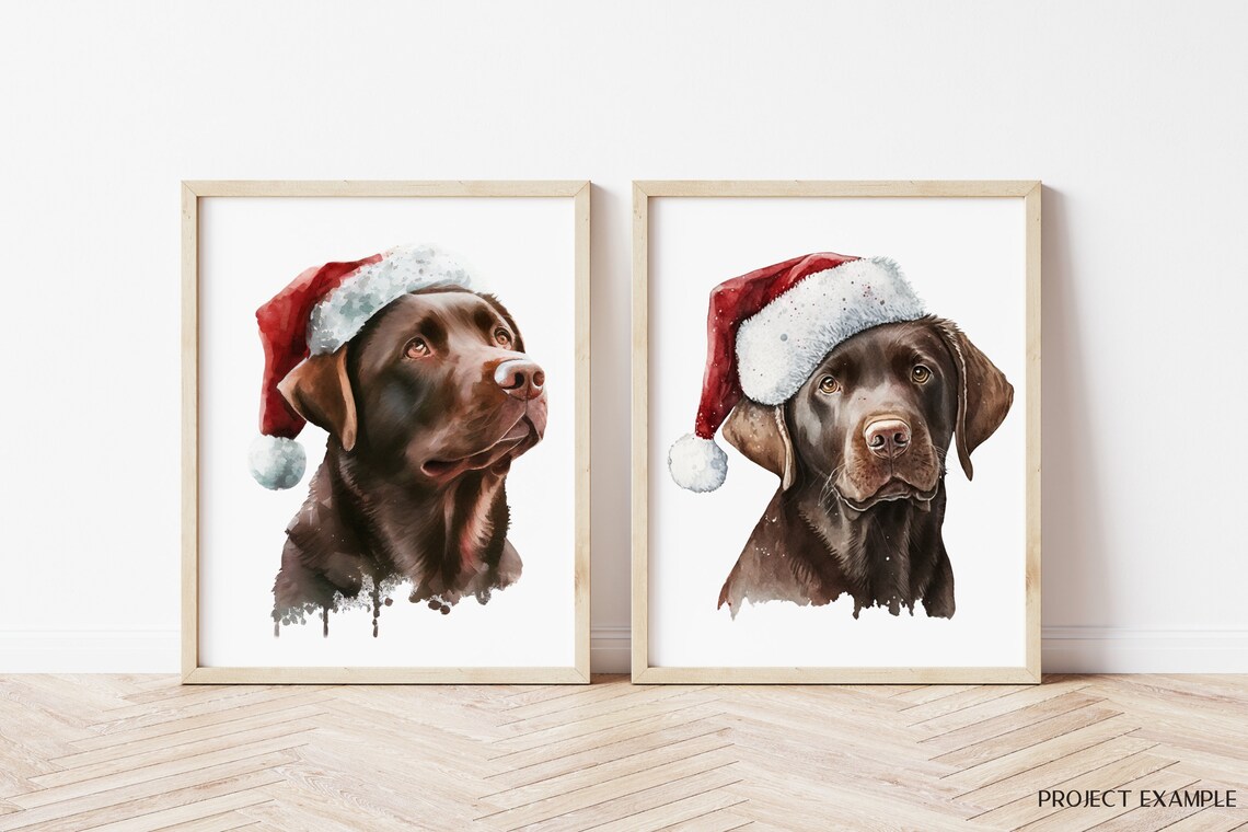 Chocolate Lab Png, Watercolor Christmas Dogs Png, Dog Sublimation ...