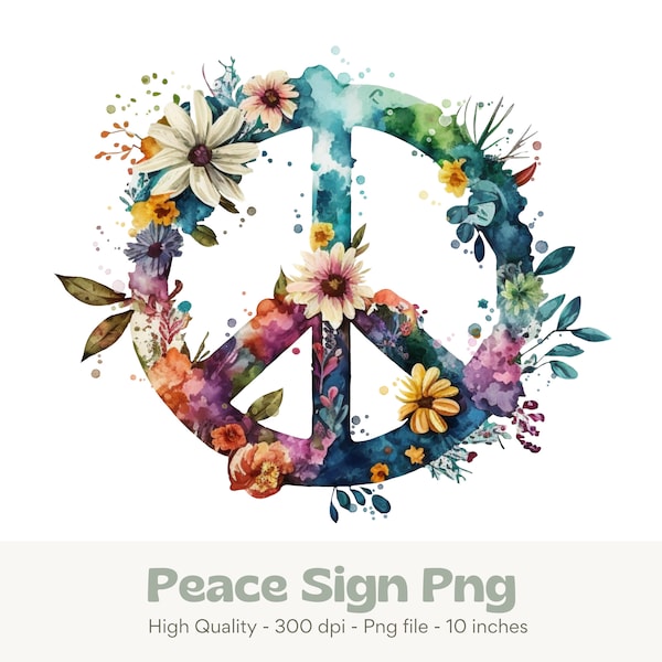 Floral Peace Sign - Etsy