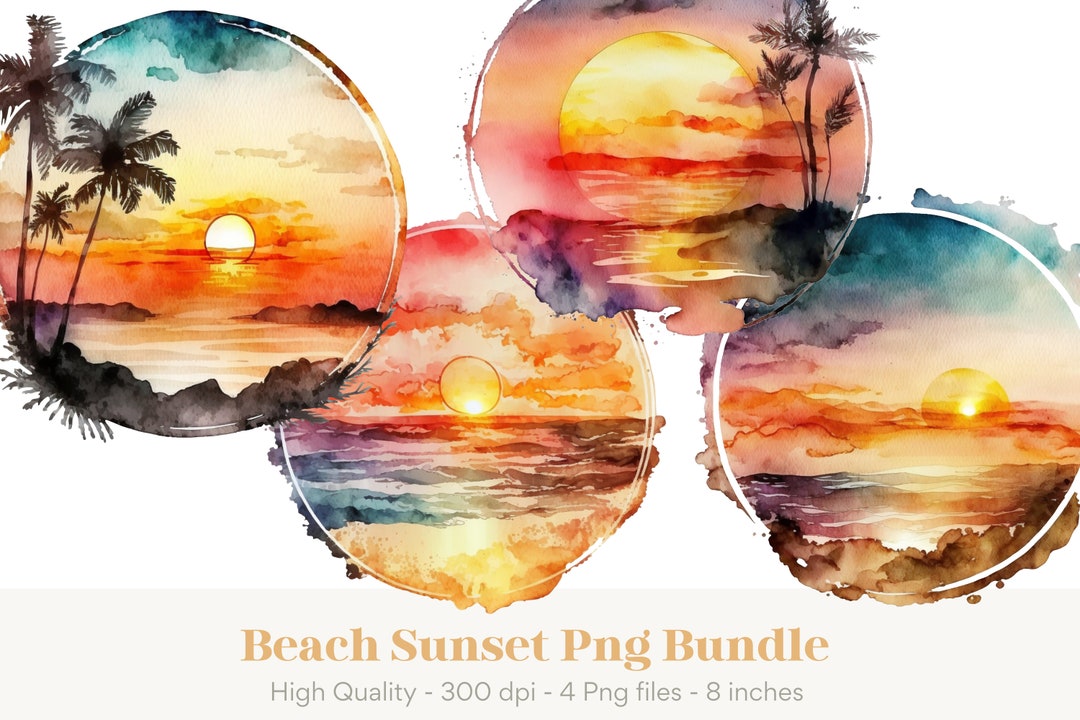 Watercolor Beach Png, Ocean Png, Beach Sublimation, Beach Scene Png ...