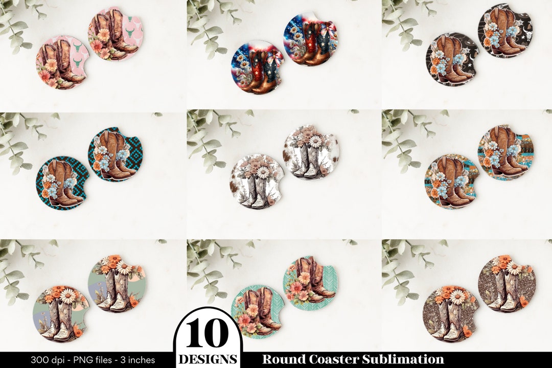 Western Car Coaster Bundle, Car Coaster Sublimation Design, Cowgirl ...