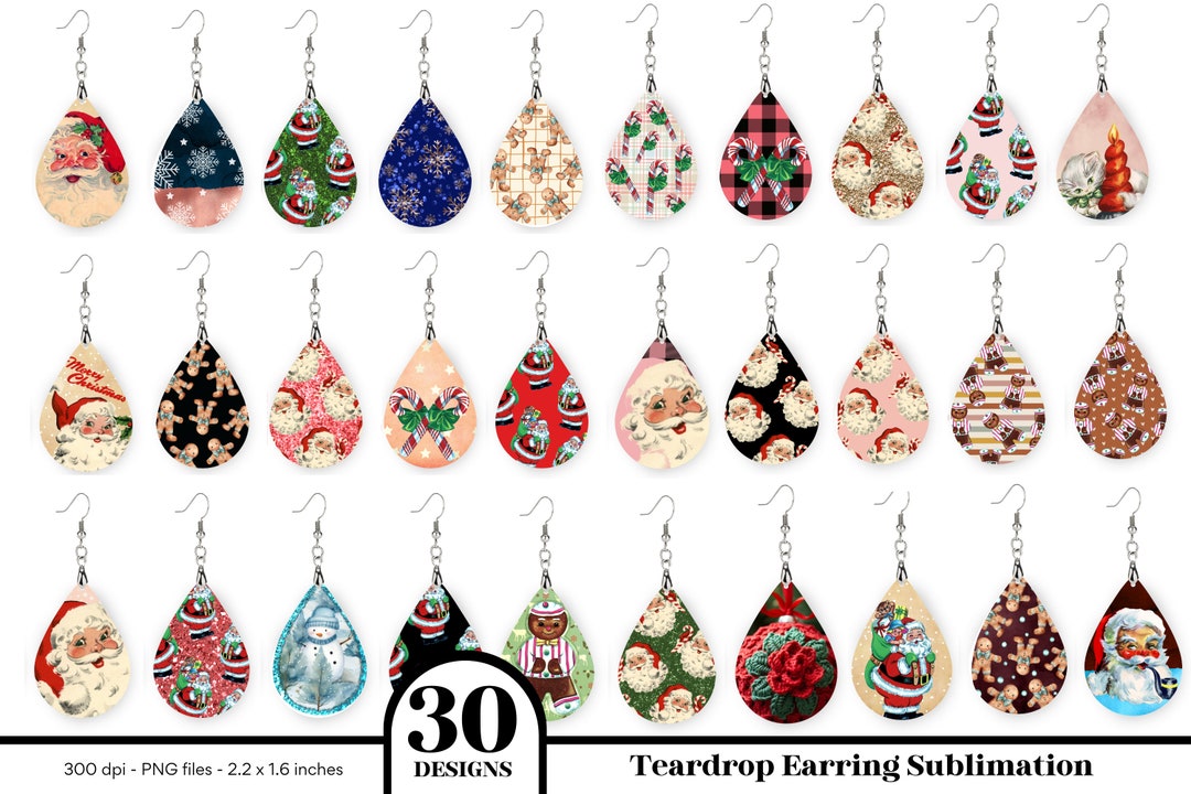 Christmas Earring Png, Christmas Teardrop Earrings Png, Sublimation ...