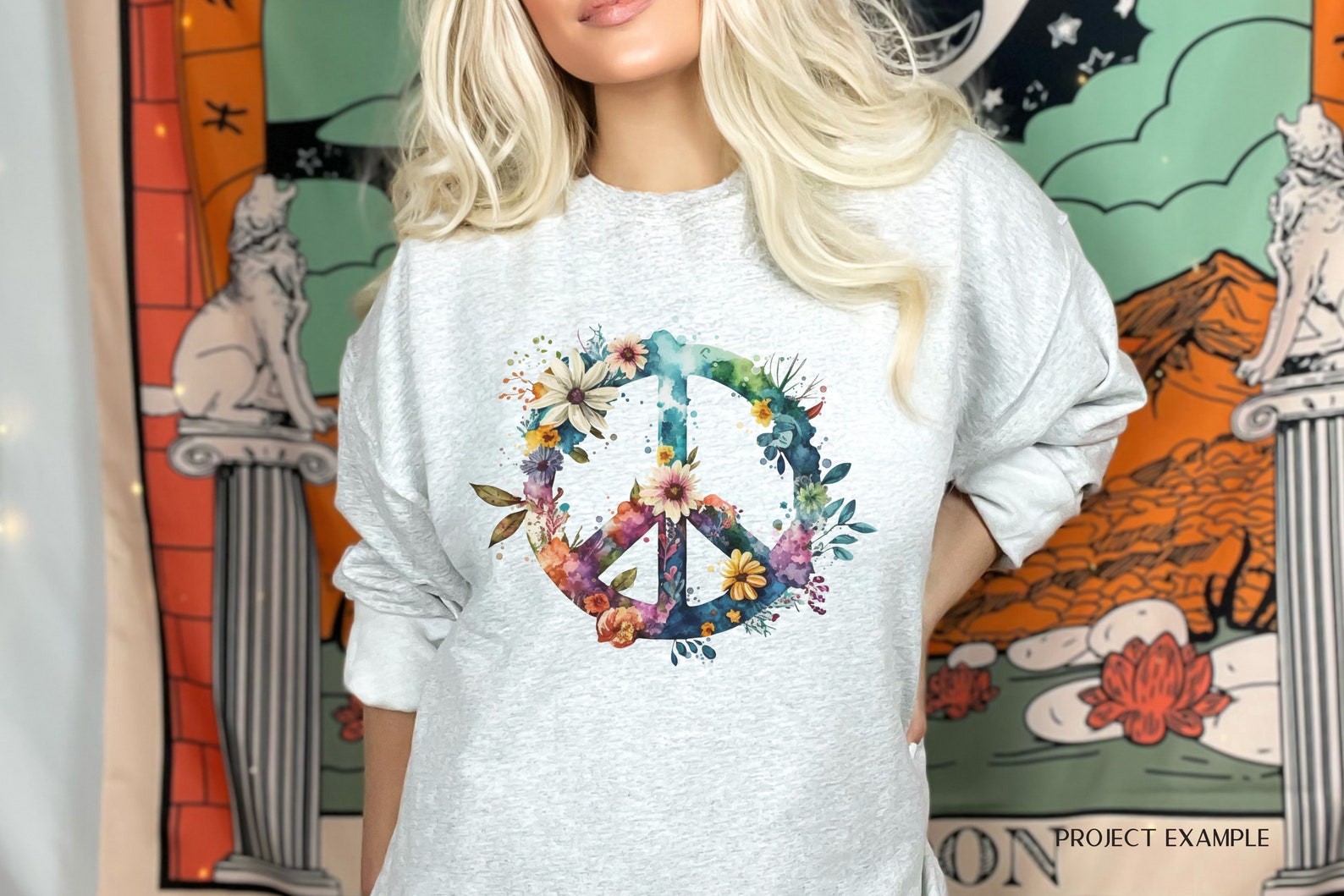 Watercolor Floral Peace Sign Png, Watercolor Daisy Png, Peace Sign ...