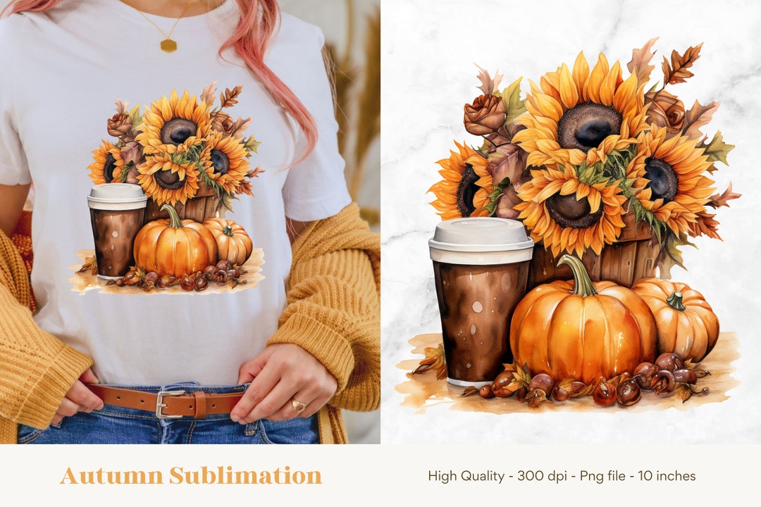 Fall Pumpkin Png, Sunflower Png, Sublimation Design, Autumn Sublimation ...