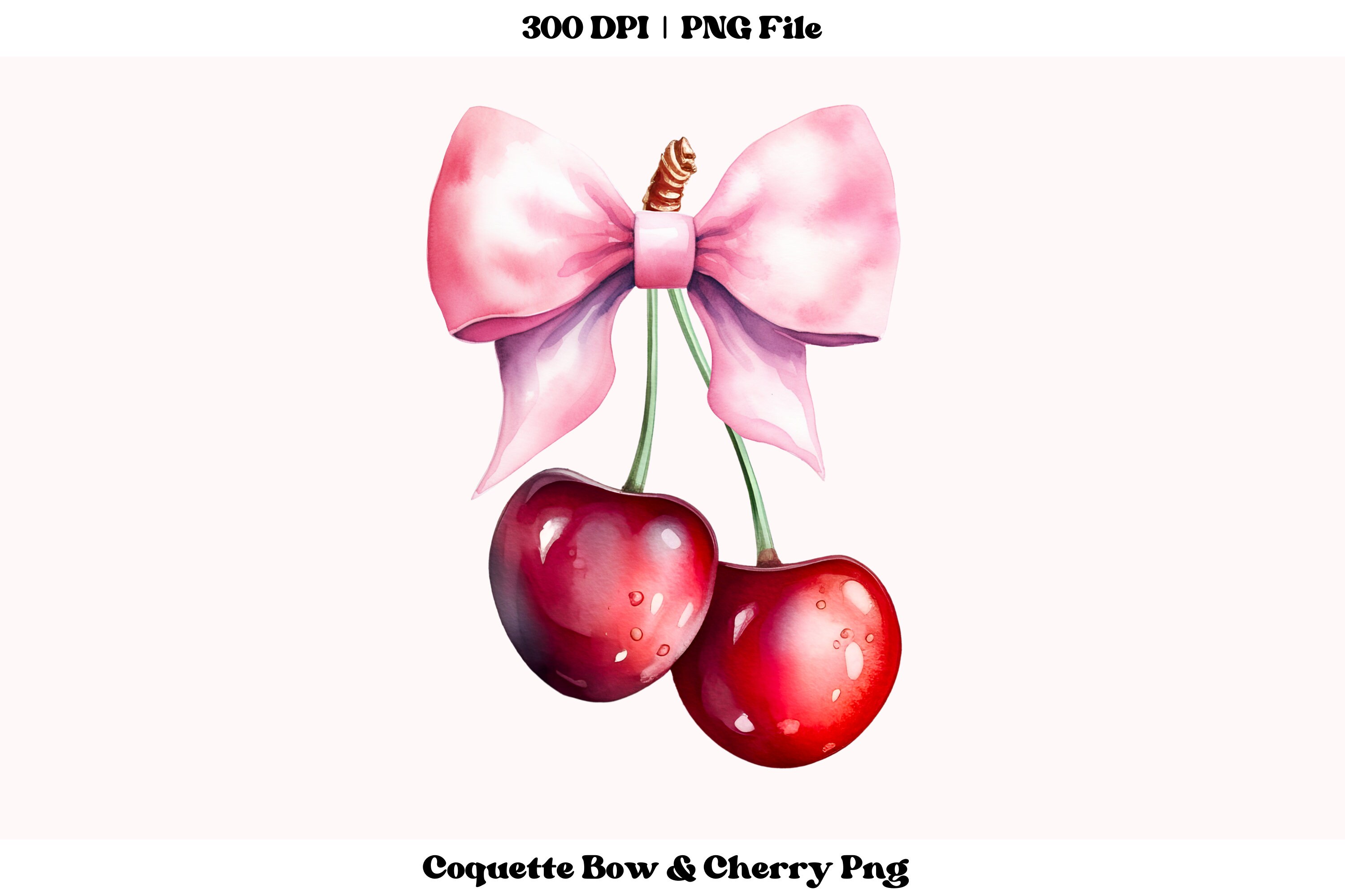 Coquette Png, Pink Bow Png, Bow Png, Cherry Png, Cherry Bow Png, Soft ...