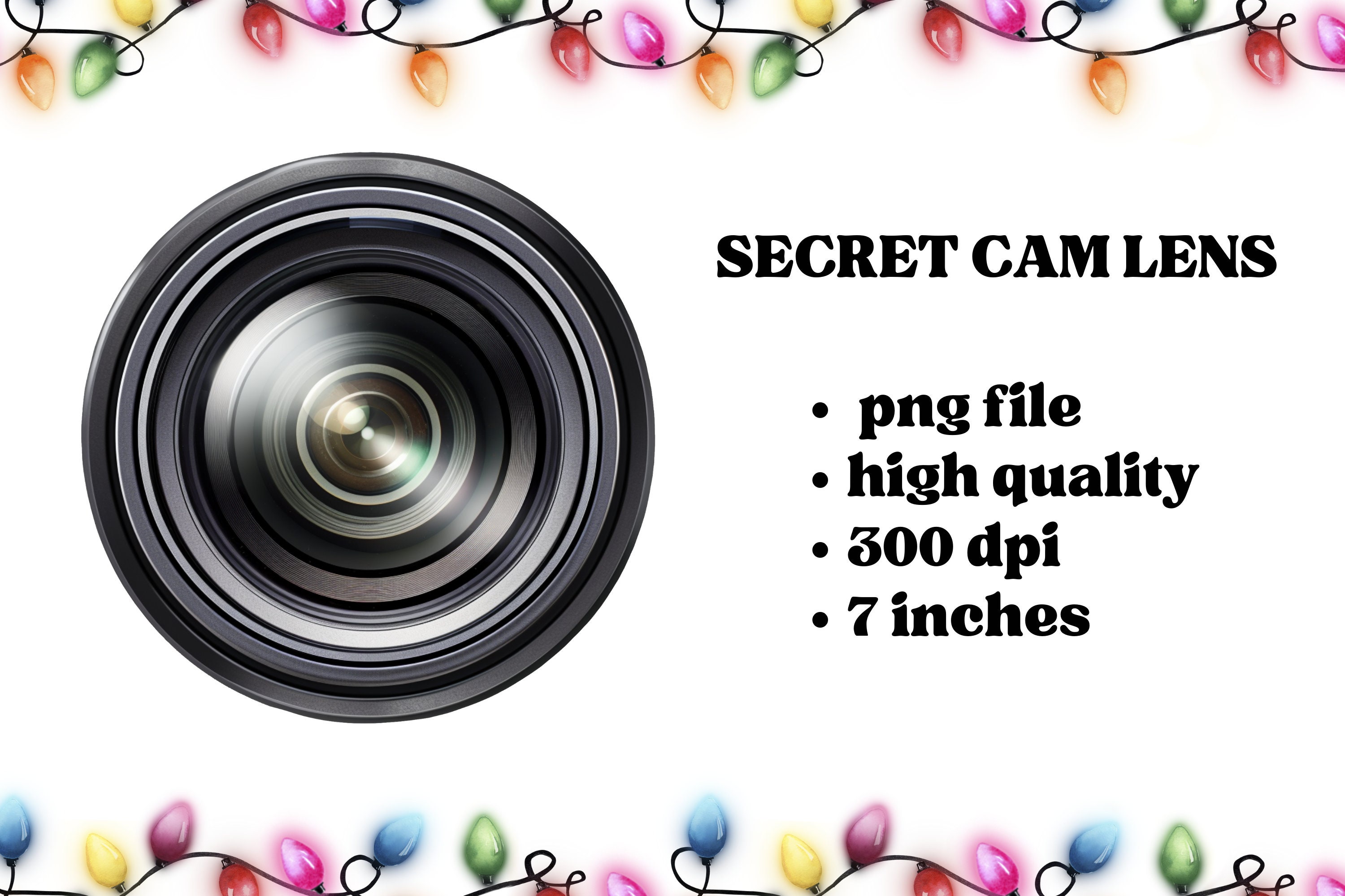 Santa Cam Ornament Png, Camera Lens Clipart, Christmas Sublimation Png ...