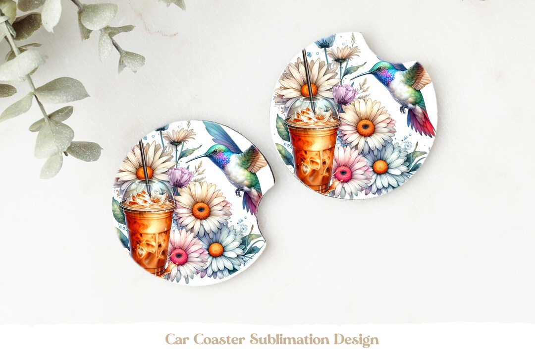 Hummingbird Car Coaster Png, Hummingbird Coaster Sublimation Daisy Car ...