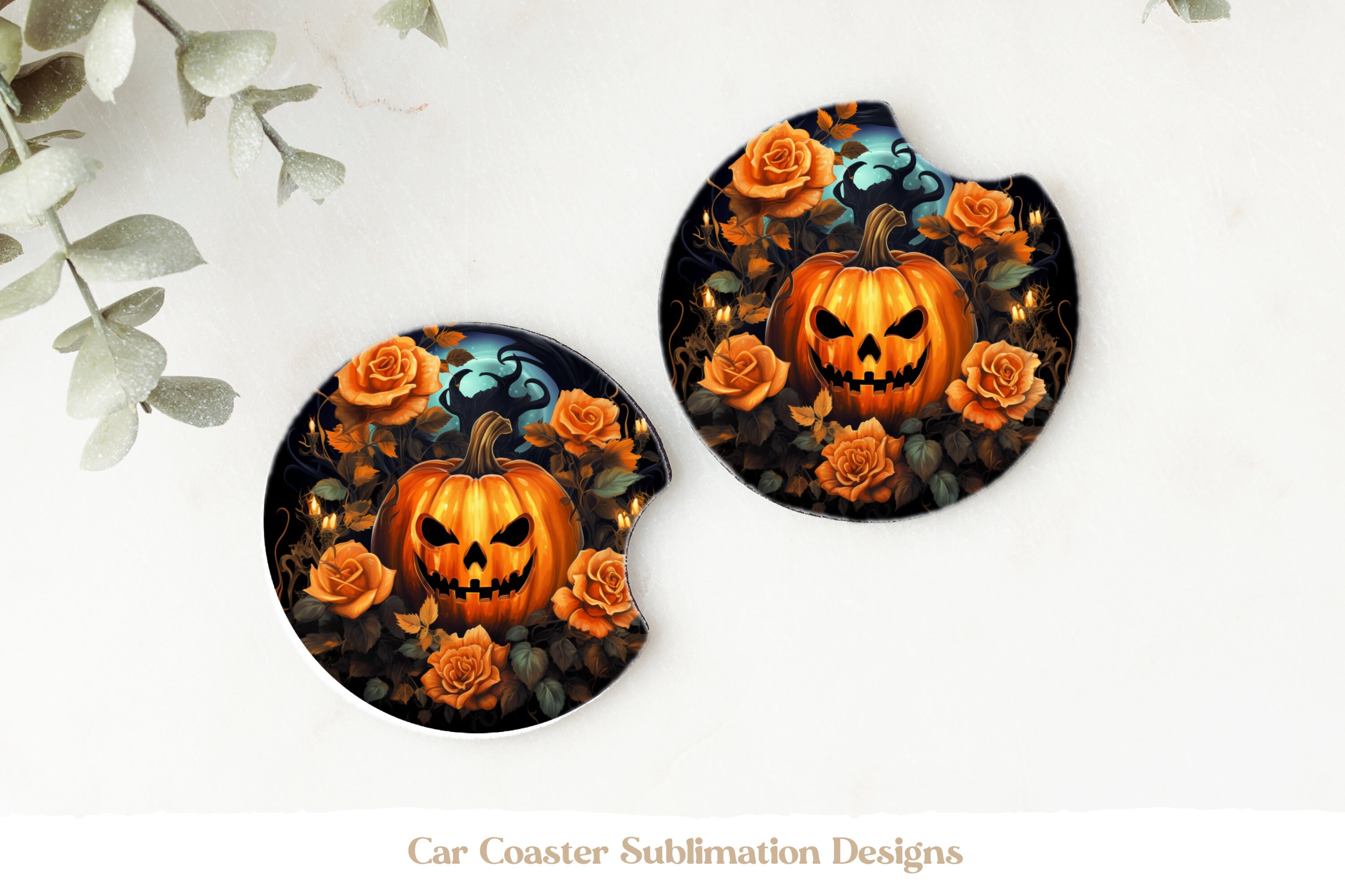 Pumpkin Car Coaster Png Fall Sublimation Designs Halloween - Etsy