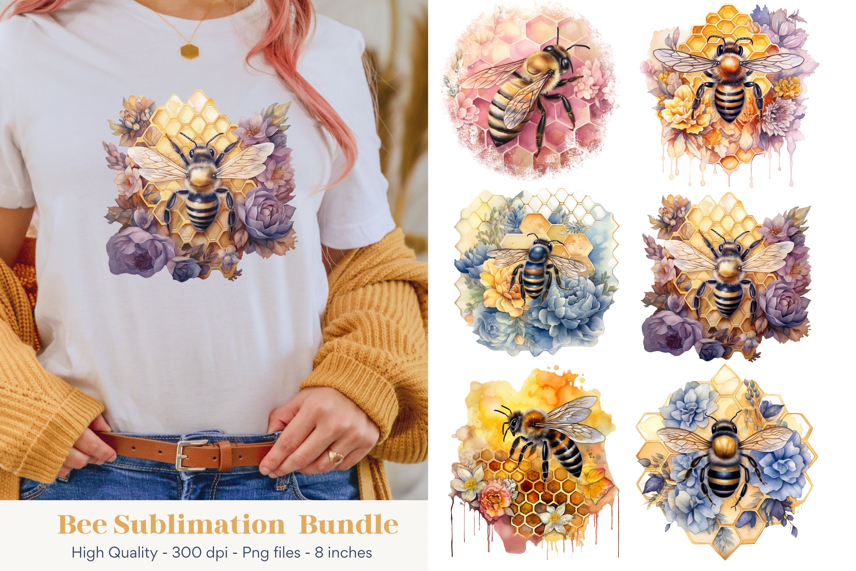 Honey Bee Png, Bumble Bee Sublimation Png, Bee Sublimation Designs ...