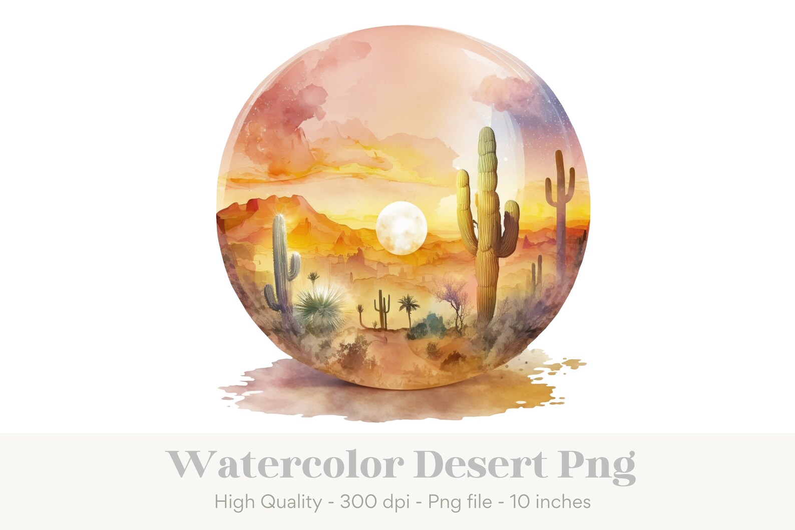Desert Png, Watercolor Western Png, Desert Sunset Png, Desert Landscape ...