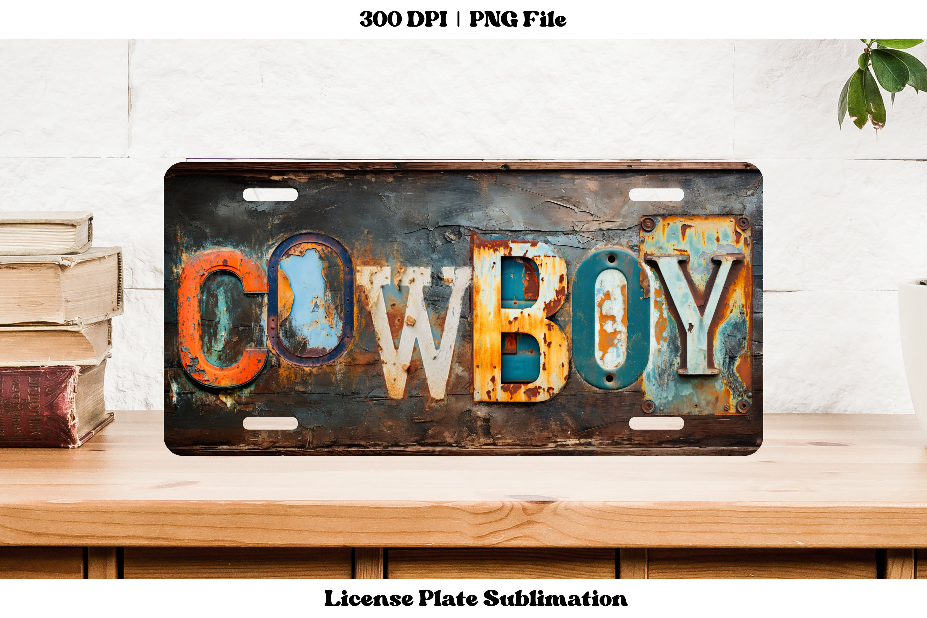 Cowboy License Plate Sublimation, License Plate Png, Western License ...