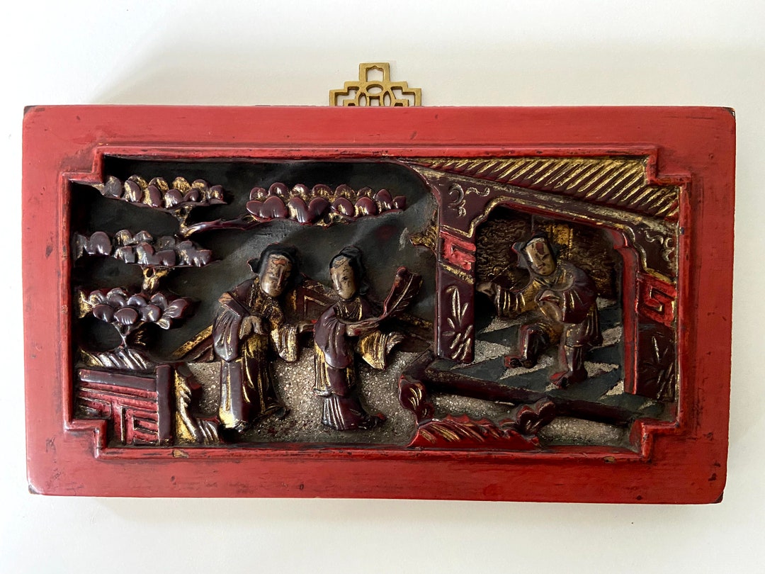Old Chinese Wooden Panel, Carving, Relief, Panel, China 19th Century ...