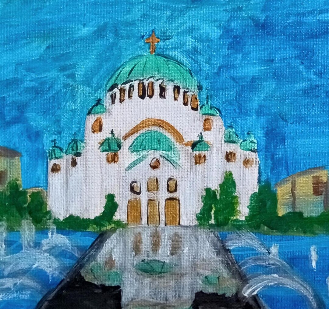 Saint Sava Church Acrylic Painting 8 by 10 Inches - Etsy