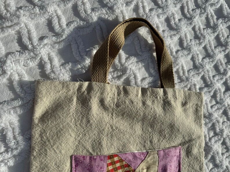 Quilt Block Market Bag, Vintage Quilt Tote Bag With Pocket, Handmade ...