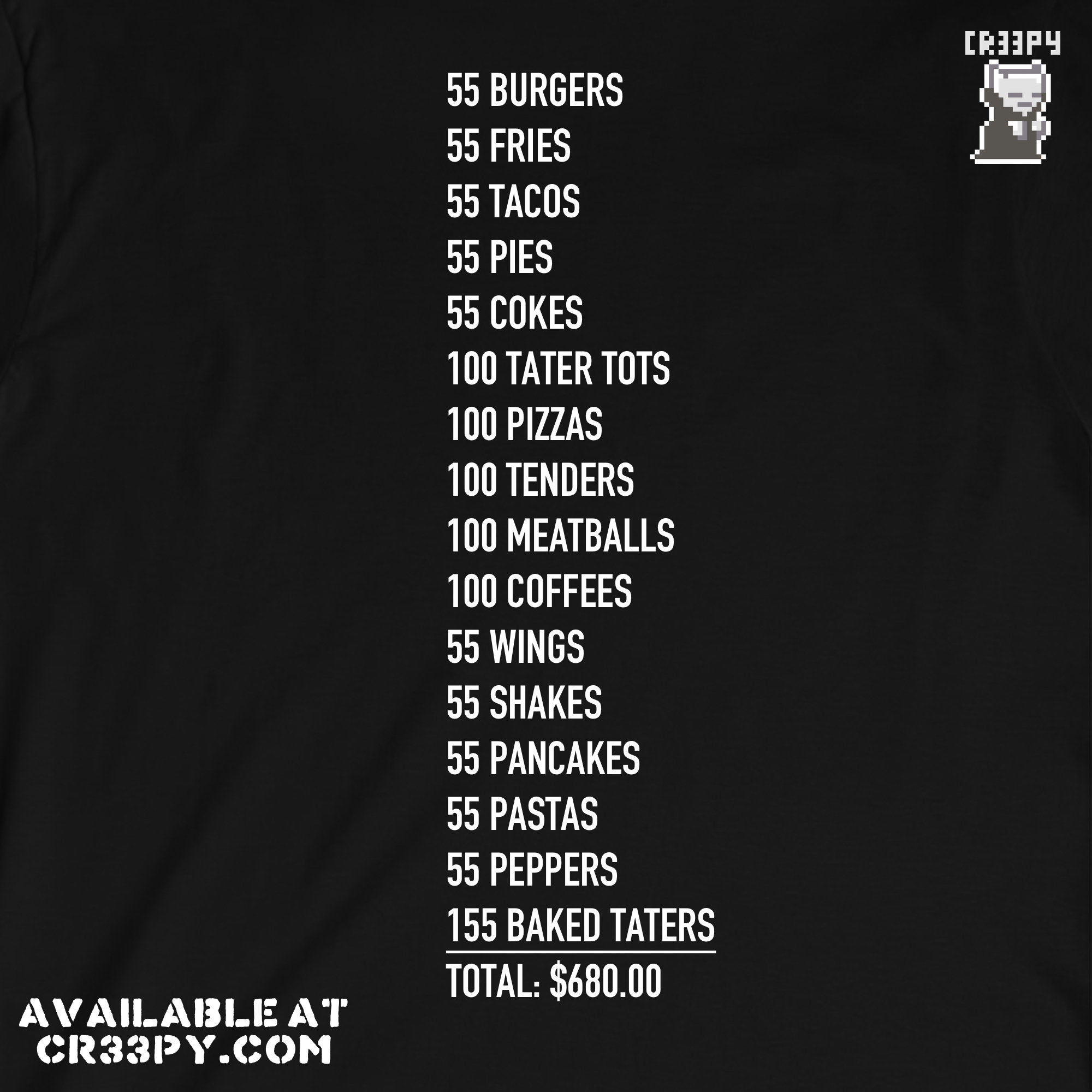 55 Burgers 55 Fries 55 Tacos 55 Pies... Itysl Say It - Etsy