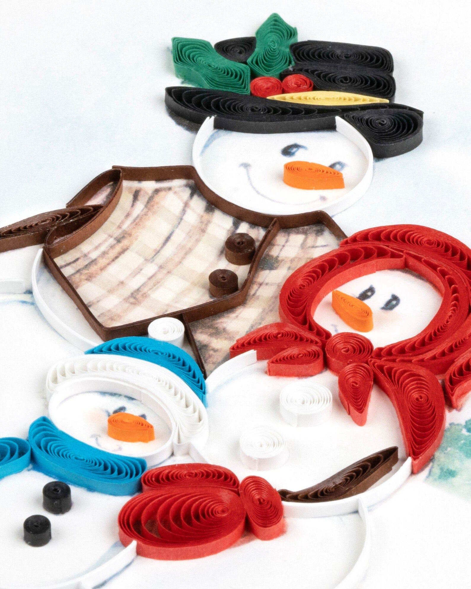 Quilled Snowman Family Greeting Card, Frameable Wall Art, Cute Holiday ...