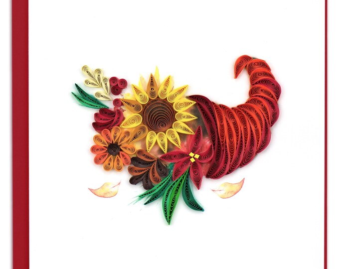 Quilled Floral Cornucopia Greeting Card, Horn of Plenty, Floral Design ...