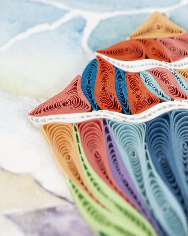 Quilled Rainbow Conch Shell Greeting Card - Etsy